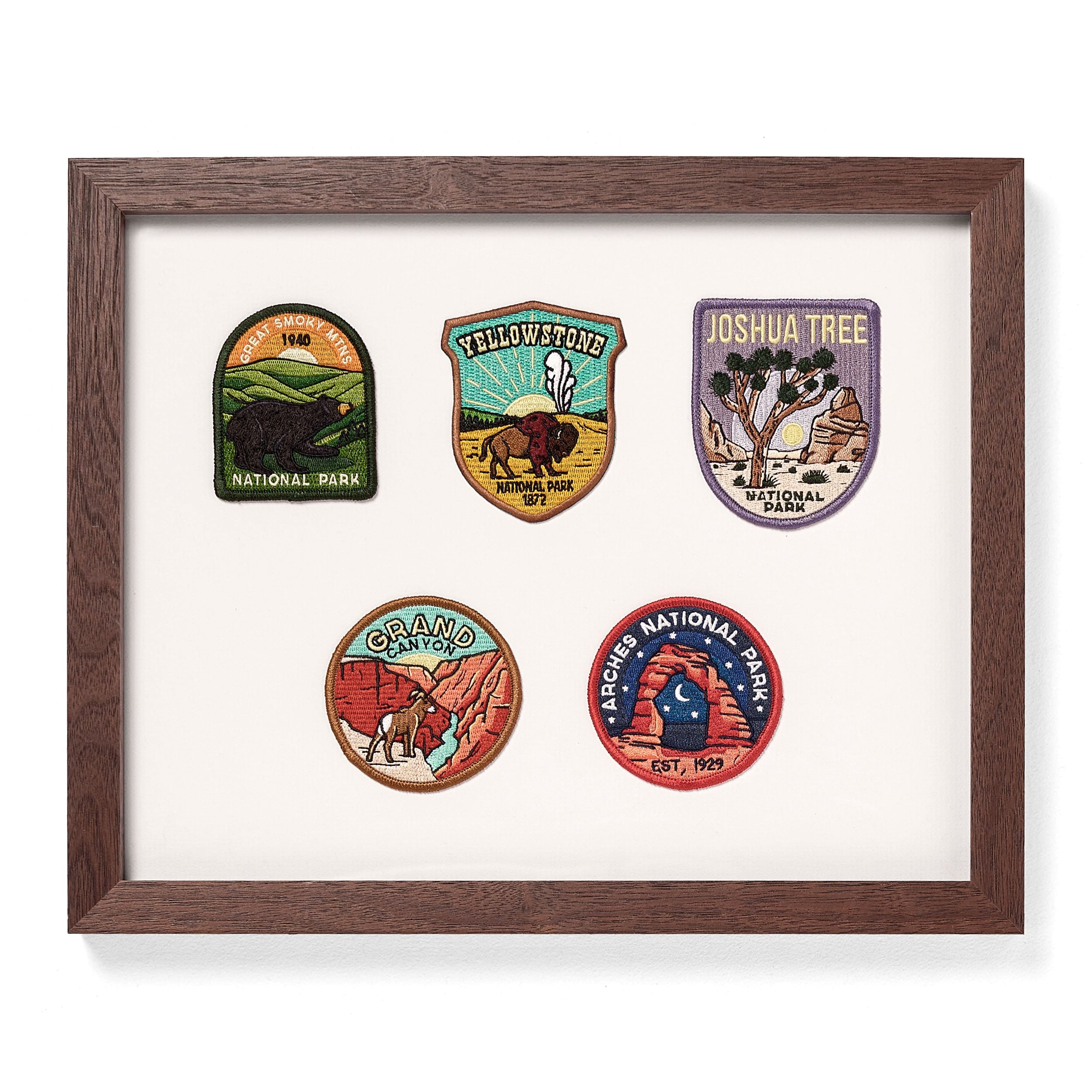 Framed Patches in Walnut Gallery with a Float Mount – Framebridge
