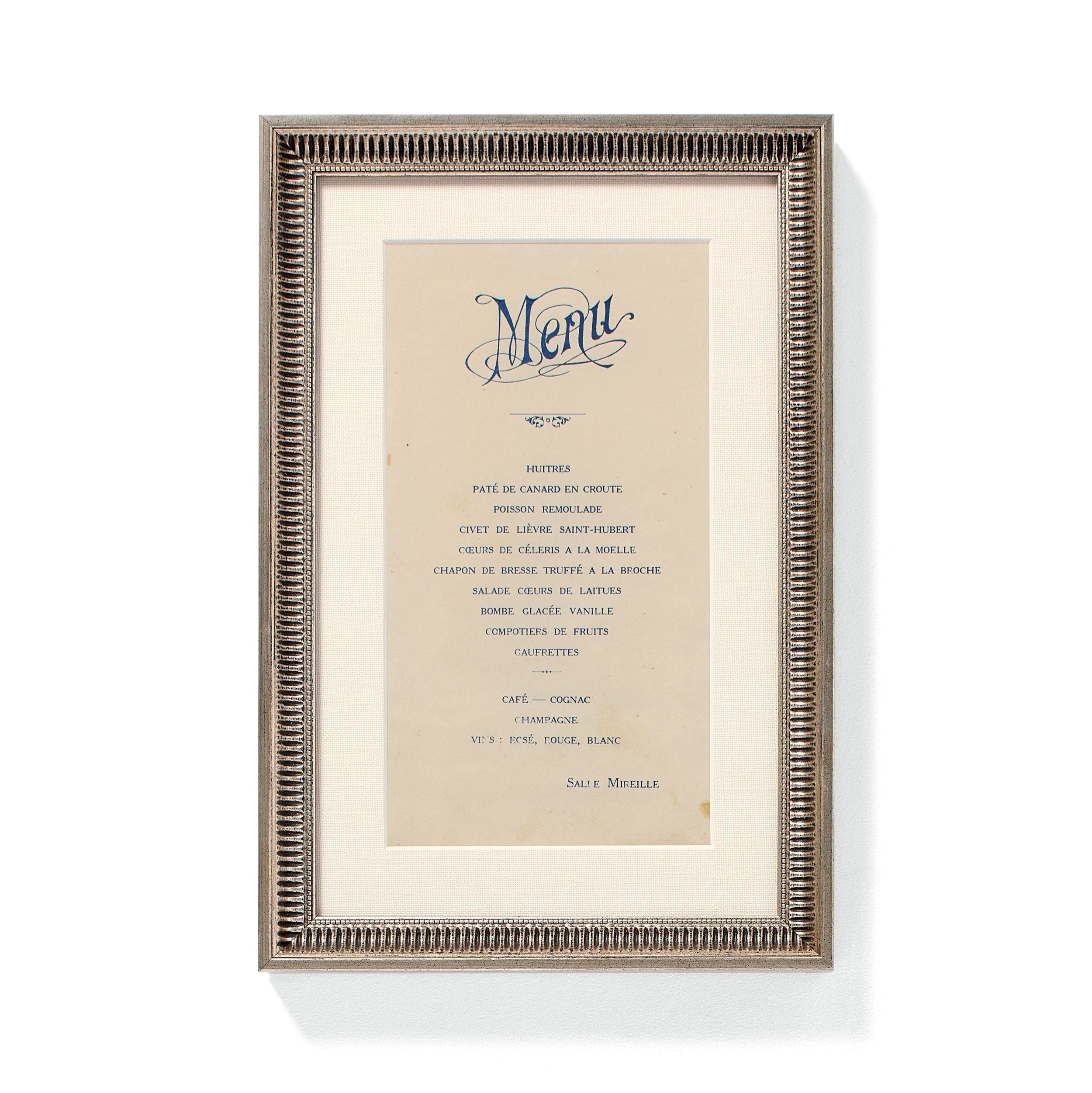 Framed Menu in Arlington with a Linen Mat – Framebridge