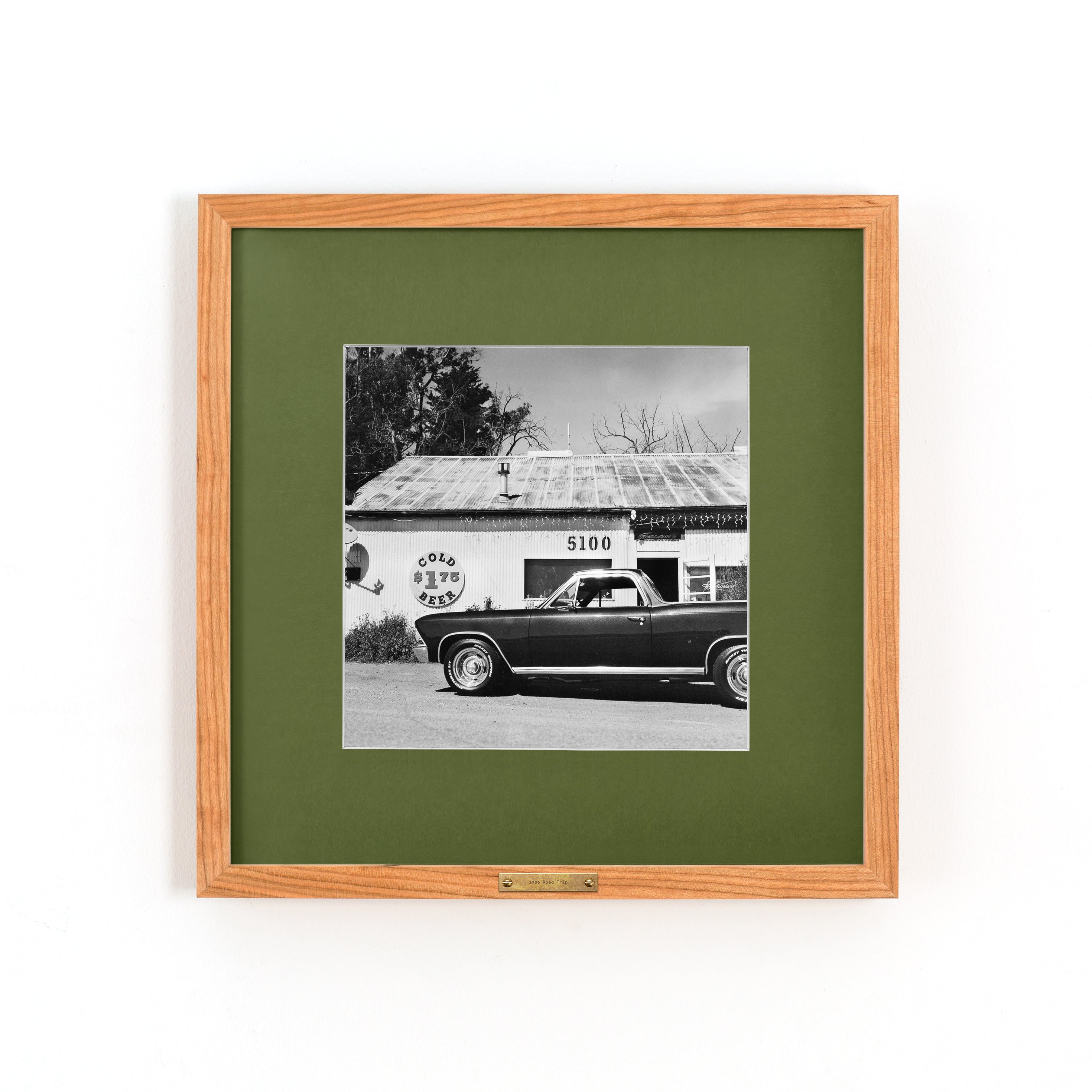 Cherry Frame with a Green Mat & Brass Plate – Framebridge