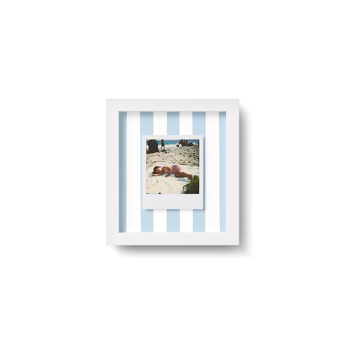 Irvine Slim with Light Blue Cabana Stripe Mat and Float Mount – Framebridge